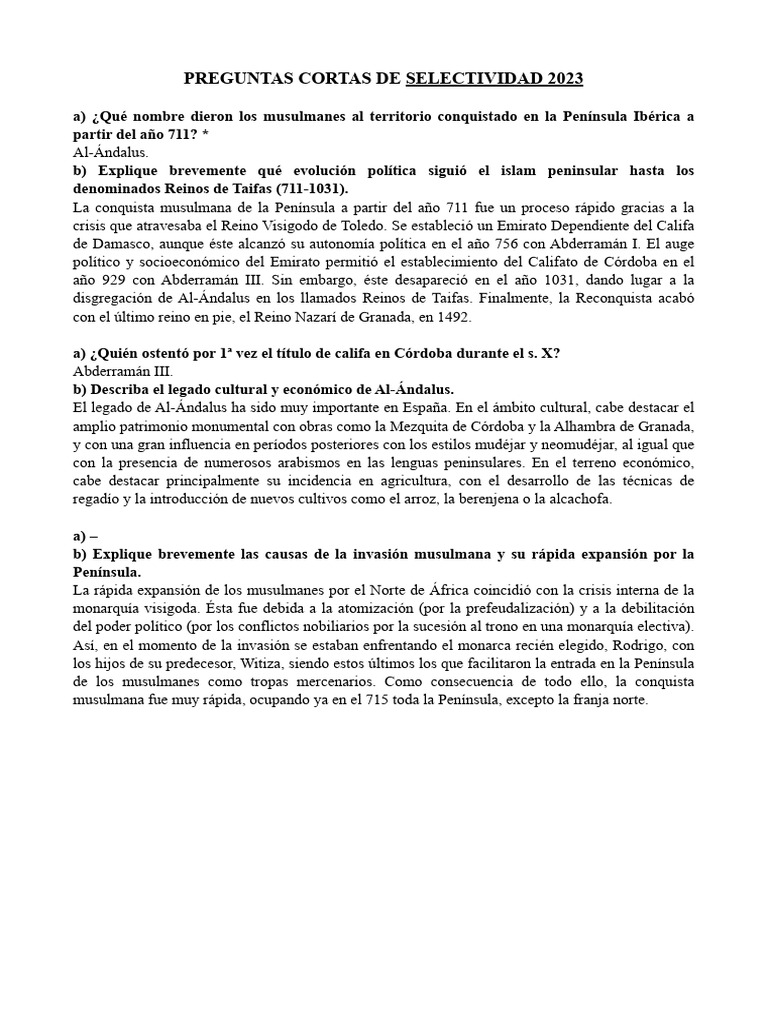 Preguntas Cortas | PDF