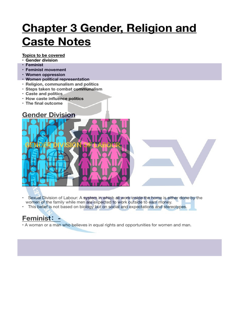 Chapter 3 Gender, Religion and Caste Notes | PDF