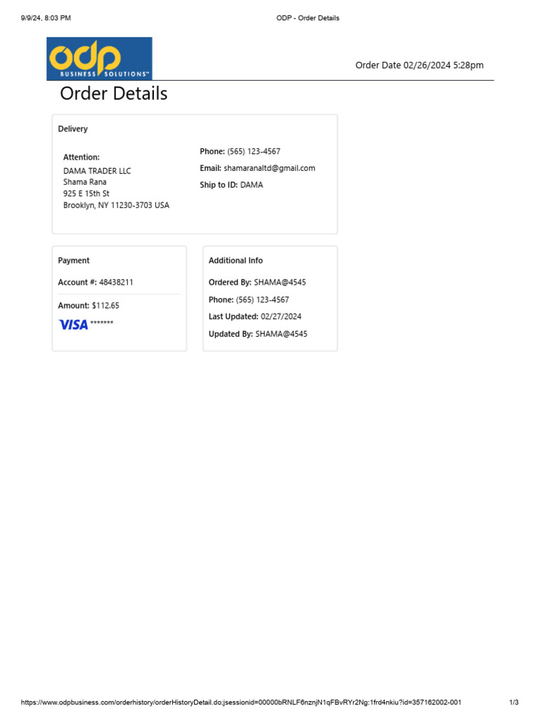 ODP - Order Details | PDF