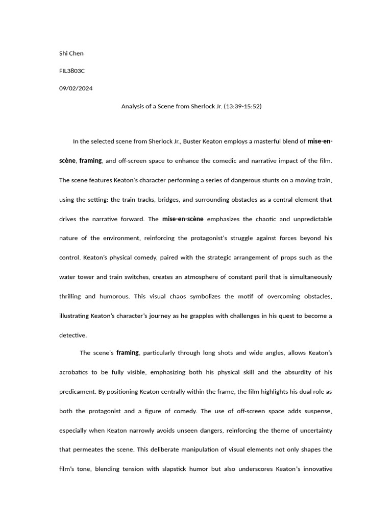 Analysis of A Scene From Sherlock Jr. | PDF