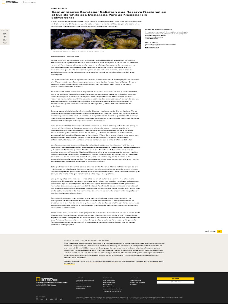 Comunidades Kawésqar Solicitan que Reserva Nacional en el Sur de Chile sea Declarada Parque ...