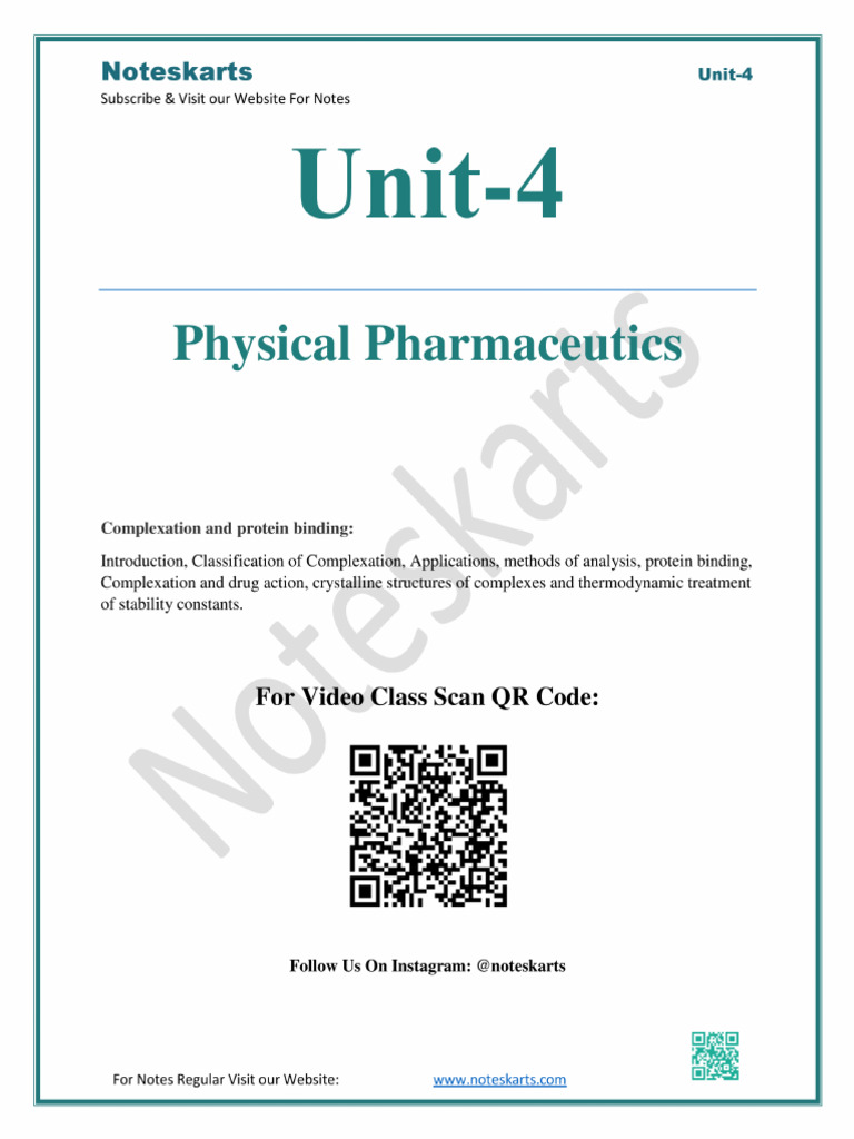UNIT-4-Complexation and Protein Binding | PDF