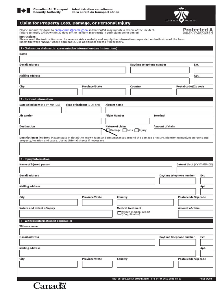 E FORM 014 - Claim-Property Loss-Damage-Personal Injury | PDF