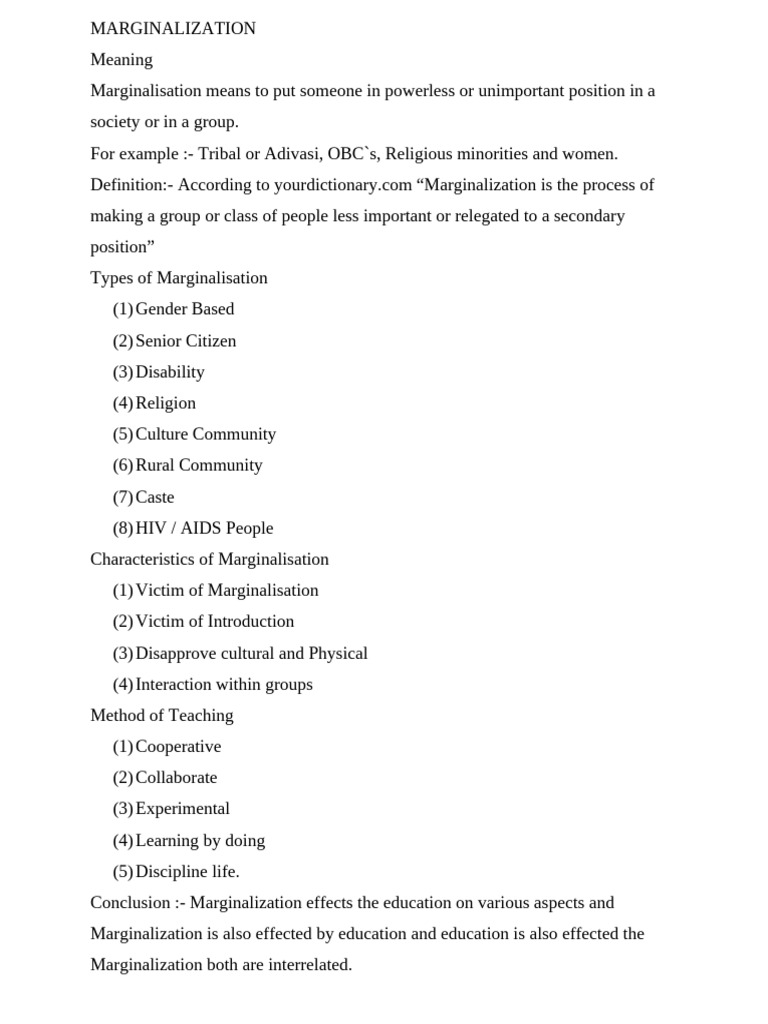 MARGINALIZATION | PDF