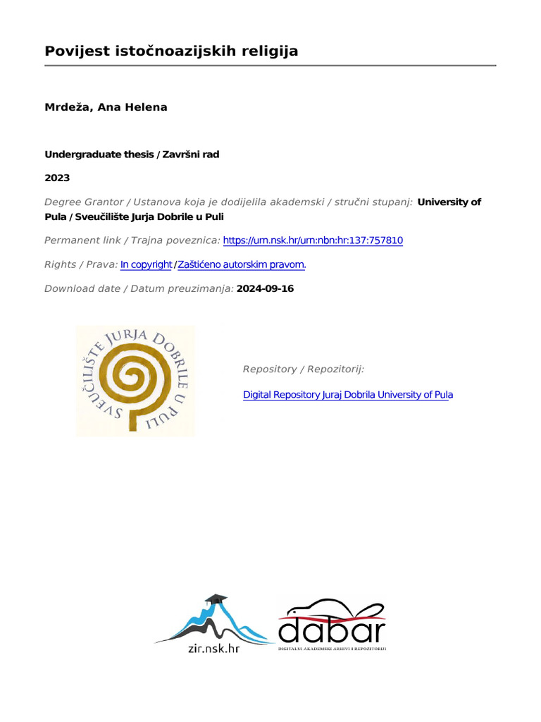 Ana Helena Mrdeza - Povijest Istocnoazijskih Religija | PDF