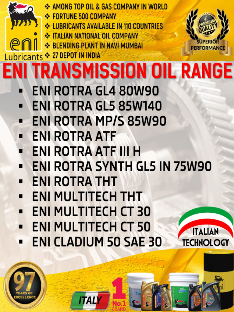 Eni Transmission Oil Range | PDF