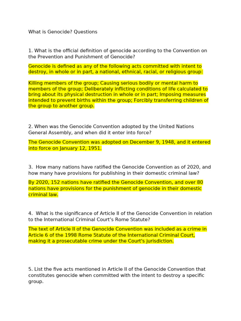 What Is Genocide Questions | PDF