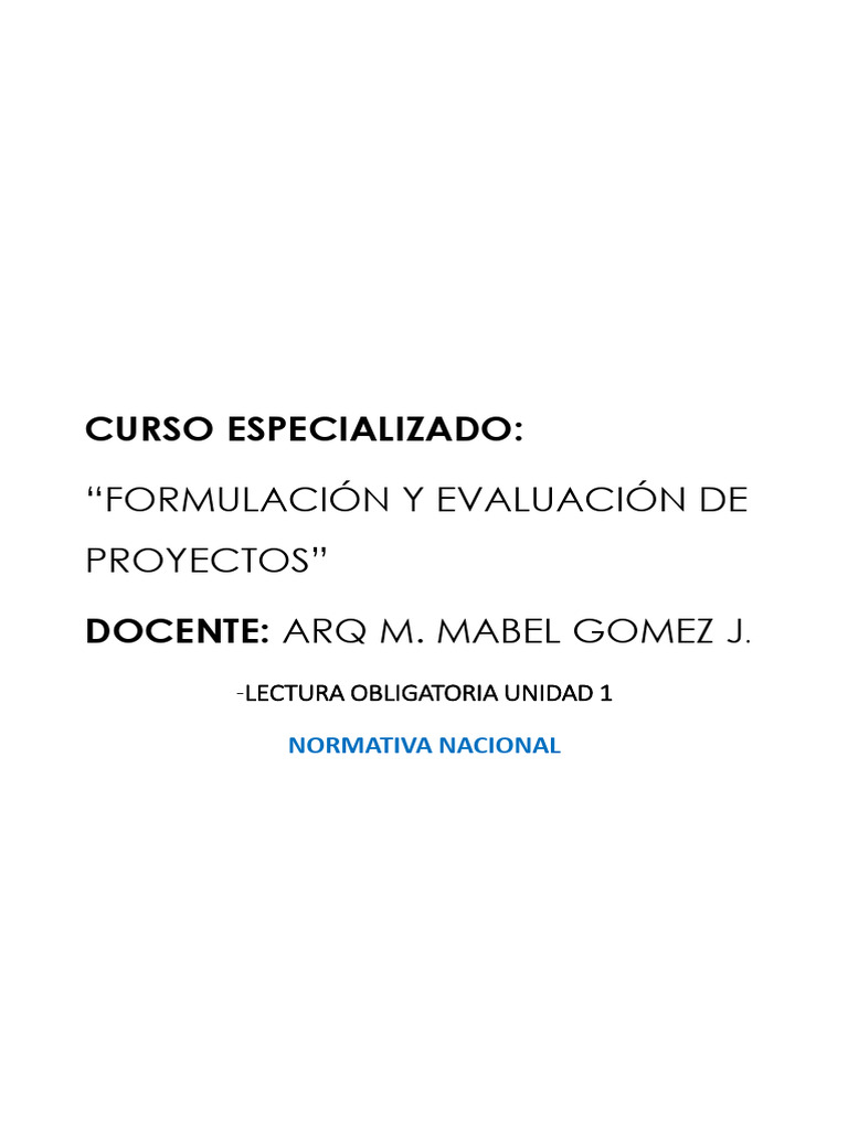 Lectura Obligatoria Unidad 1 Form y Eval de Proy | PDF