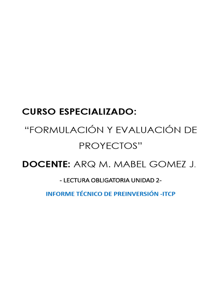 Lectura Obligatoria Unidad 2 Form y Eval de Proy | PDF