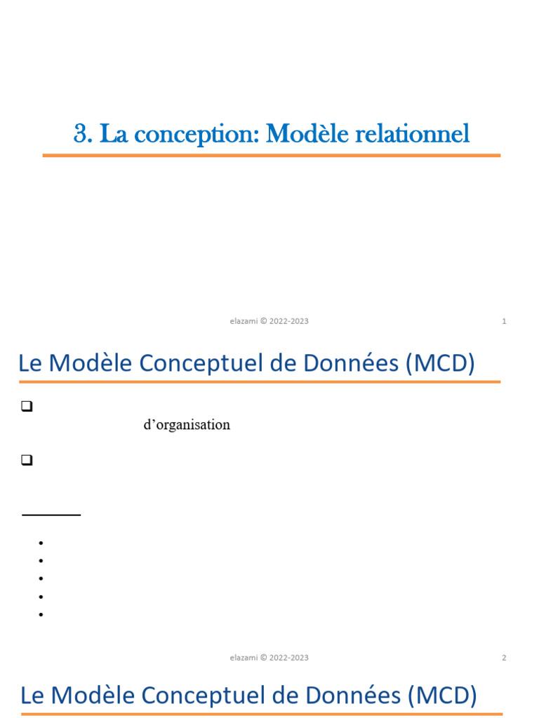 2 - Modèle relationnel (MCD,MLD,DF,Normalisation) | PDF