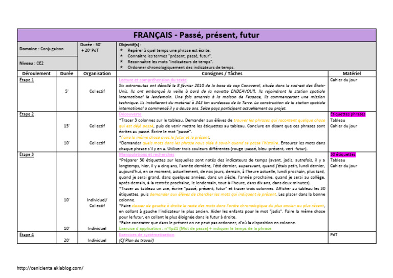Fiche de Préparation-Passe-Present-Futur | PDF
