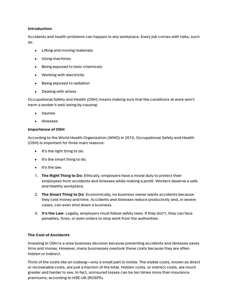 OHS Topics 1 5 | PDF