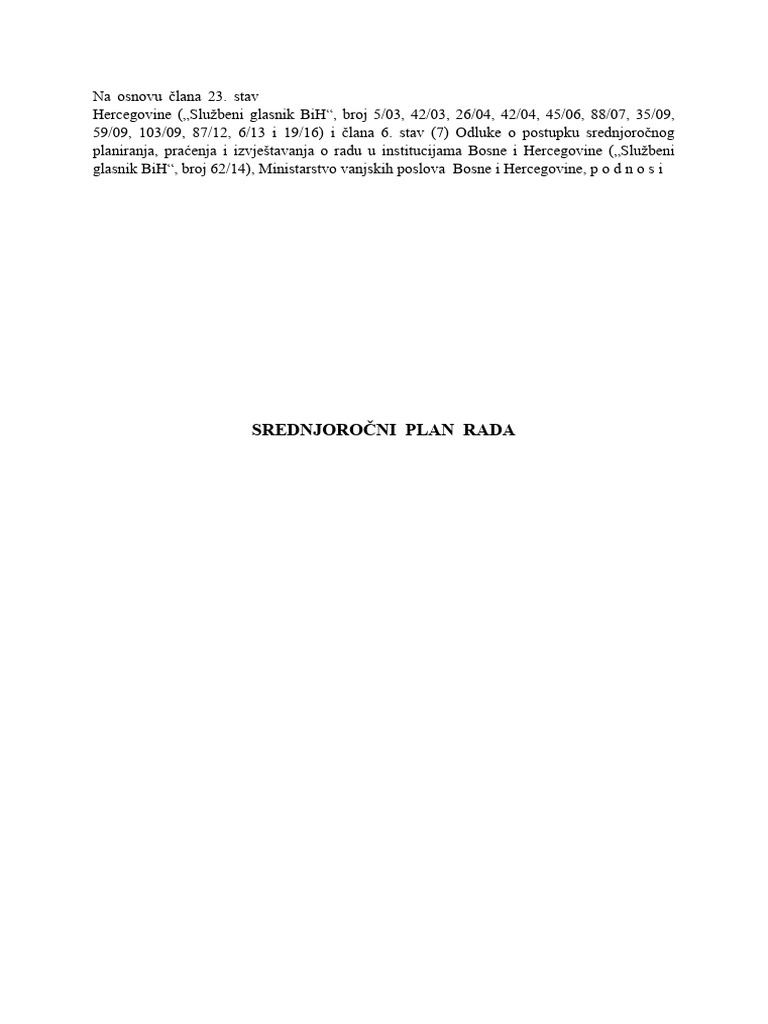 SPR MVP Bih 2021-2023. Godina | PDF