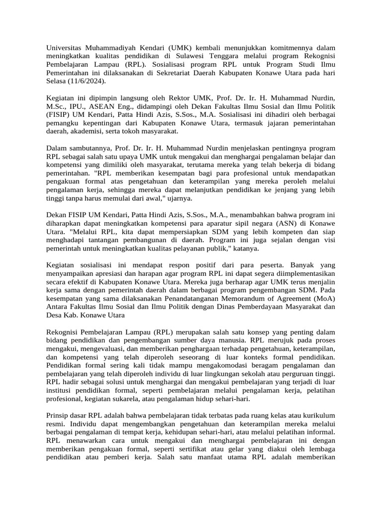 Template Berita UMK Sosialisasi | PDF