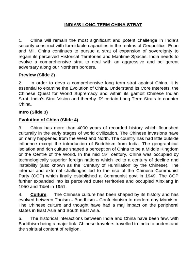 SCRIPT India China Strat | PDF