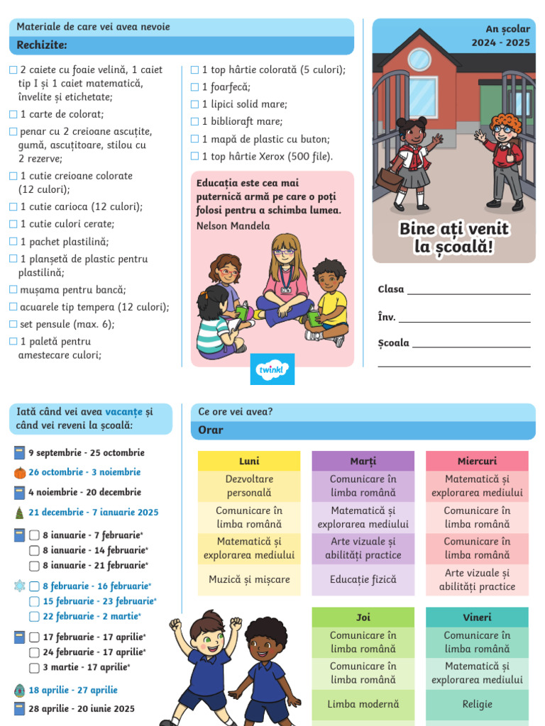 Ro1 MC 51 Clasa I Pliant Editabil Pentru Prima Zi de Scoala Model Ver 7 ...