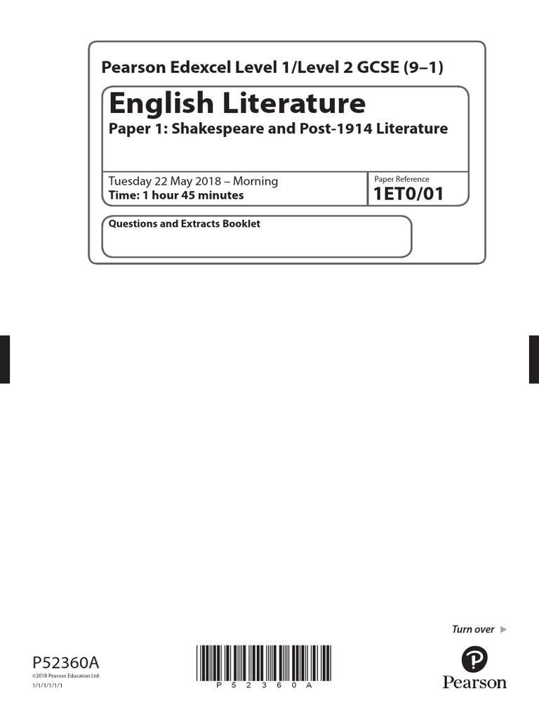 June 2018 QP - Paper 1 Edexcel English Literature GCSE | PDF
