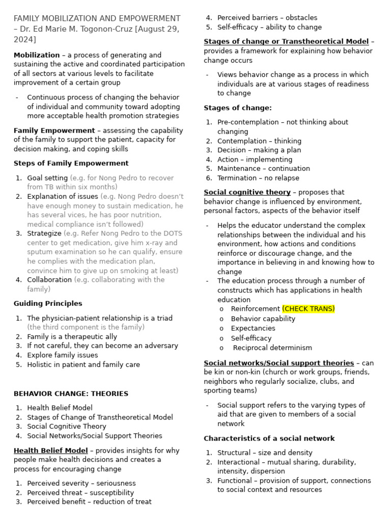 Family Mobilization and Empowerment | PDF | Behavior | Social Support