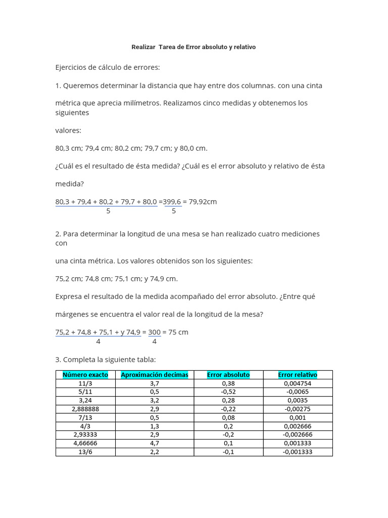 Error Absoluto y Relativo | PDF