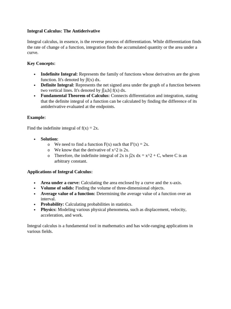 Integral Calculus (EXPLANATION) | PDF