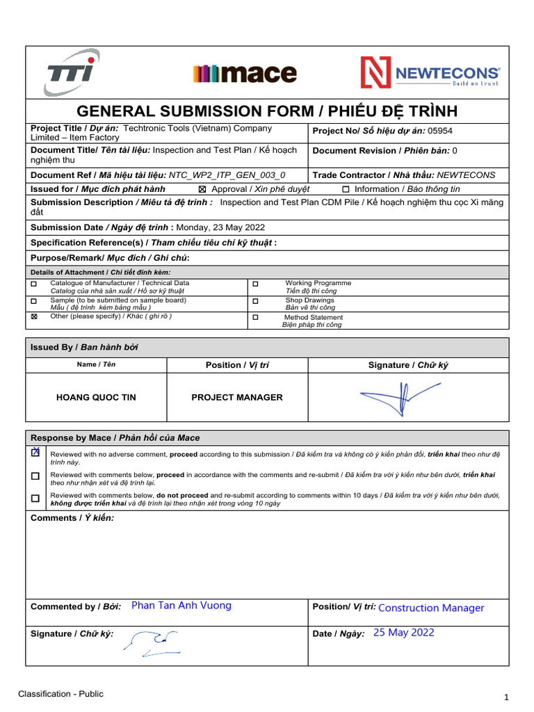 NTC Wp2 Itp Gen 003 0-Itp-Cdm-Pile-Status A | PDF