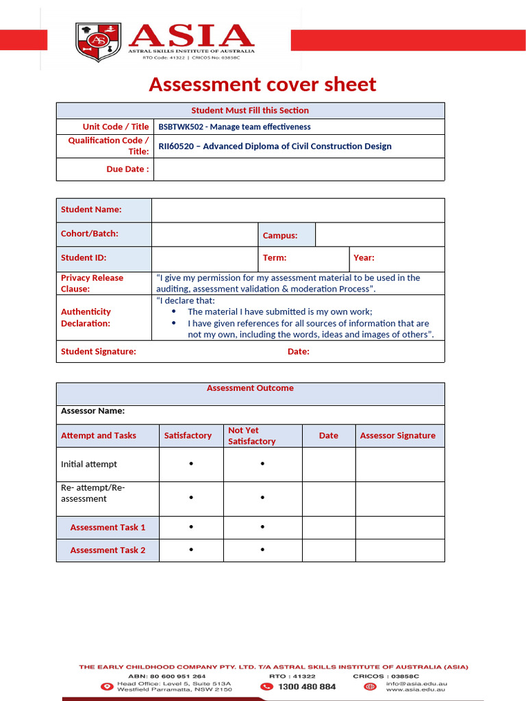 BSBTWK502 Student Assessment Tasks (Task 1) | PDF BSBTWK502 Student Assessment Tasks (Task 1) | PDF