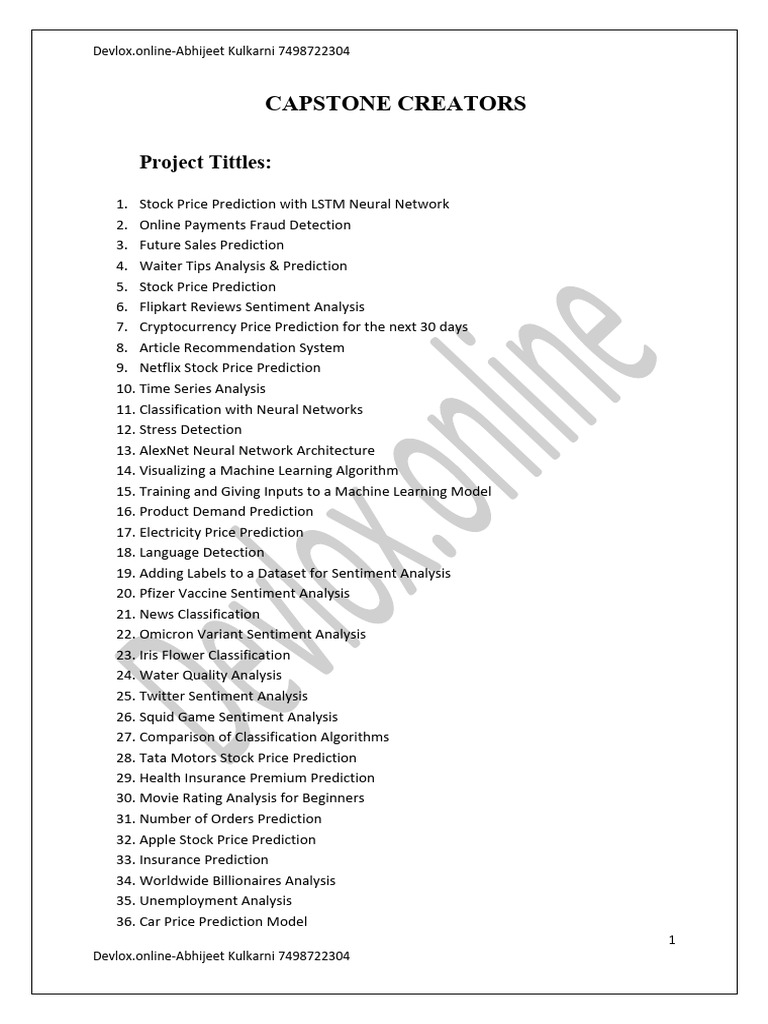 Project - Titles (Devlox - Online) | PDF | Machine Learning | Data Science