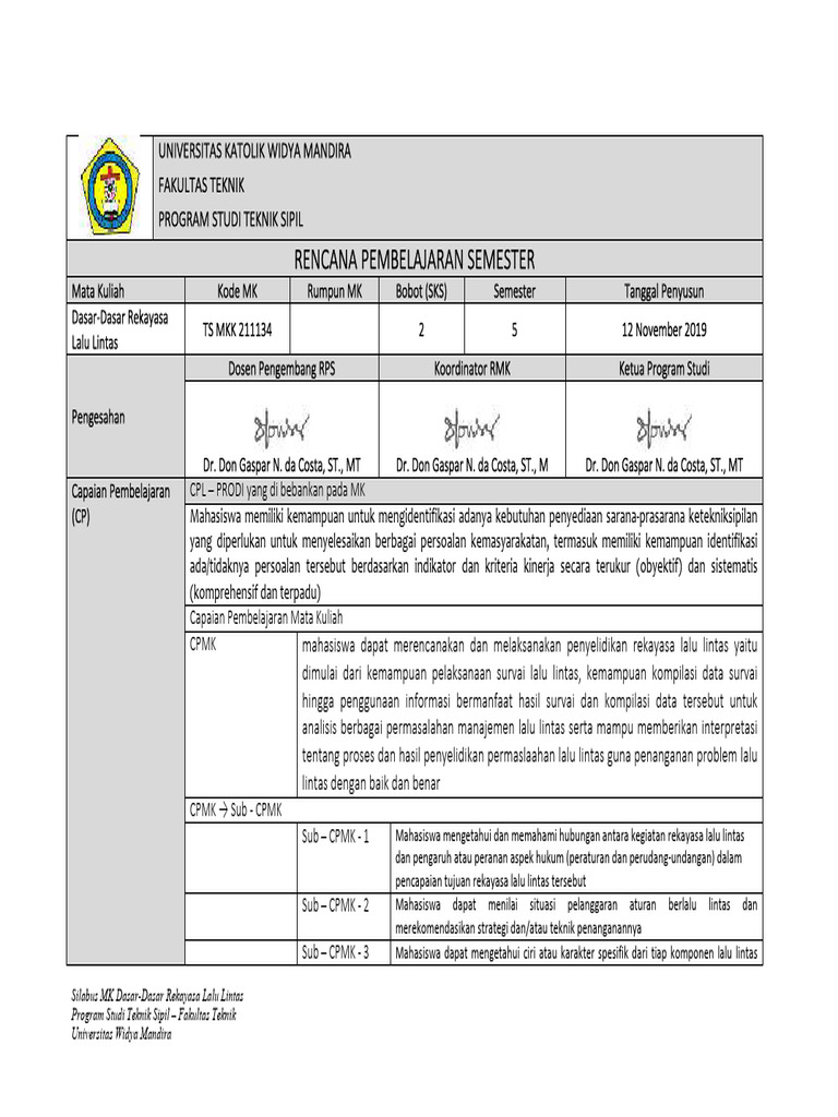 RPS Rekayasa Lalin 2022 | PDF