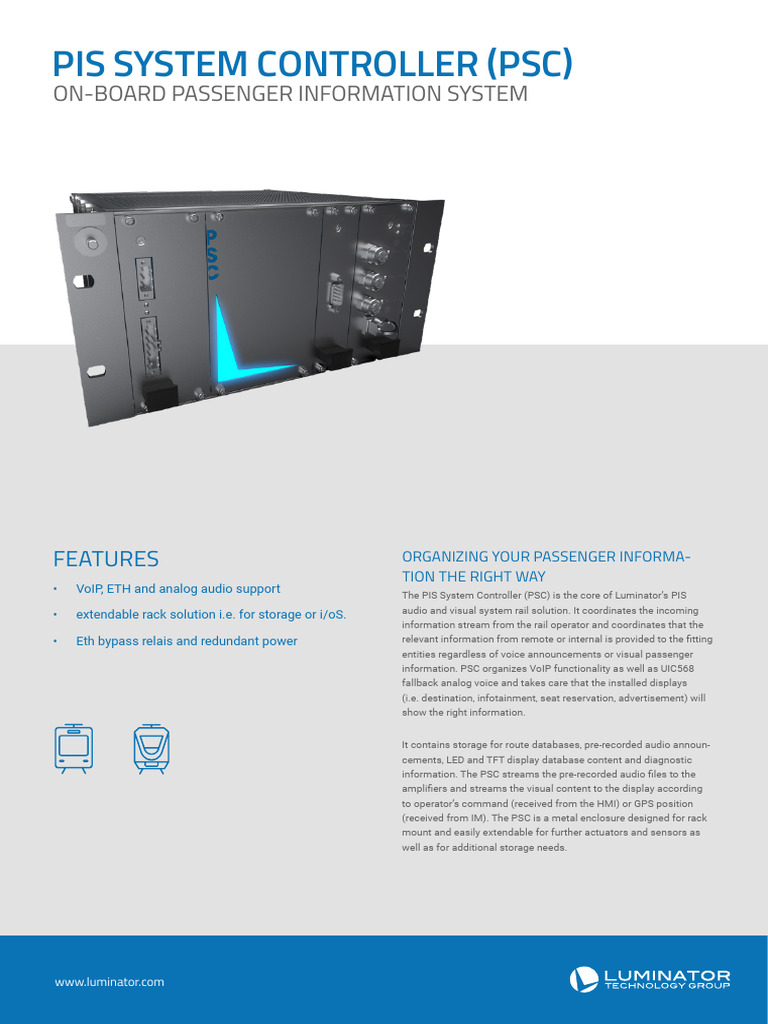 Luminator Datasheet Pis System Controller PSC en | PDF