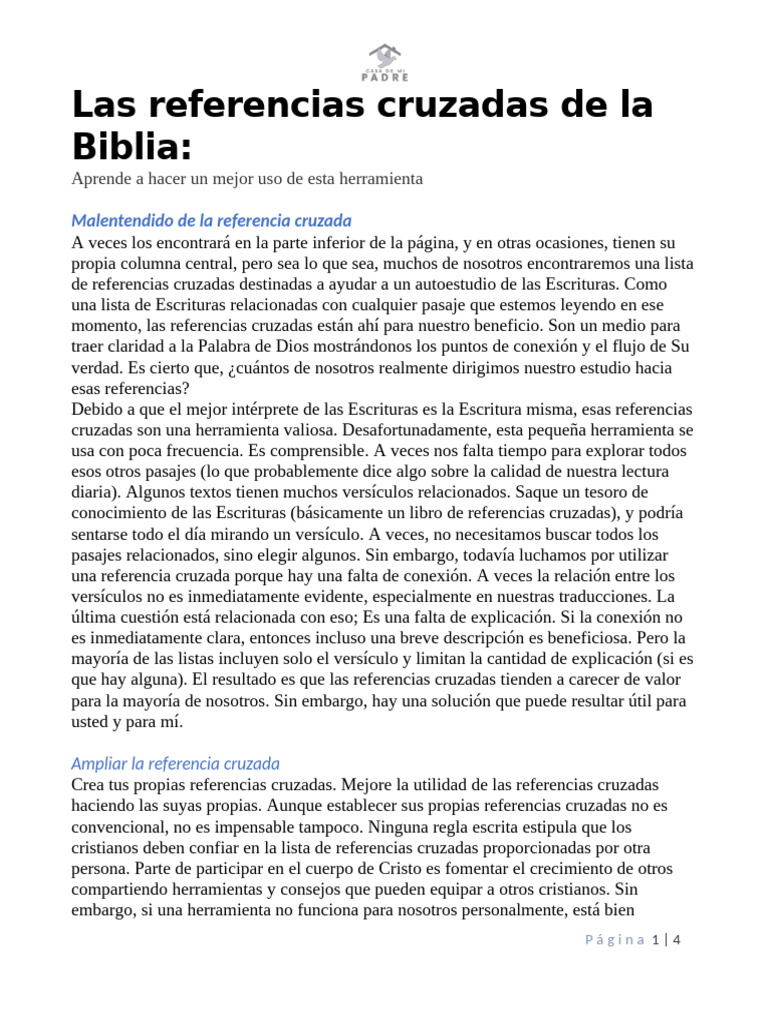 Las Referencias Cruzadas de La Biblia | PDF | Biblia | Conocimiento
