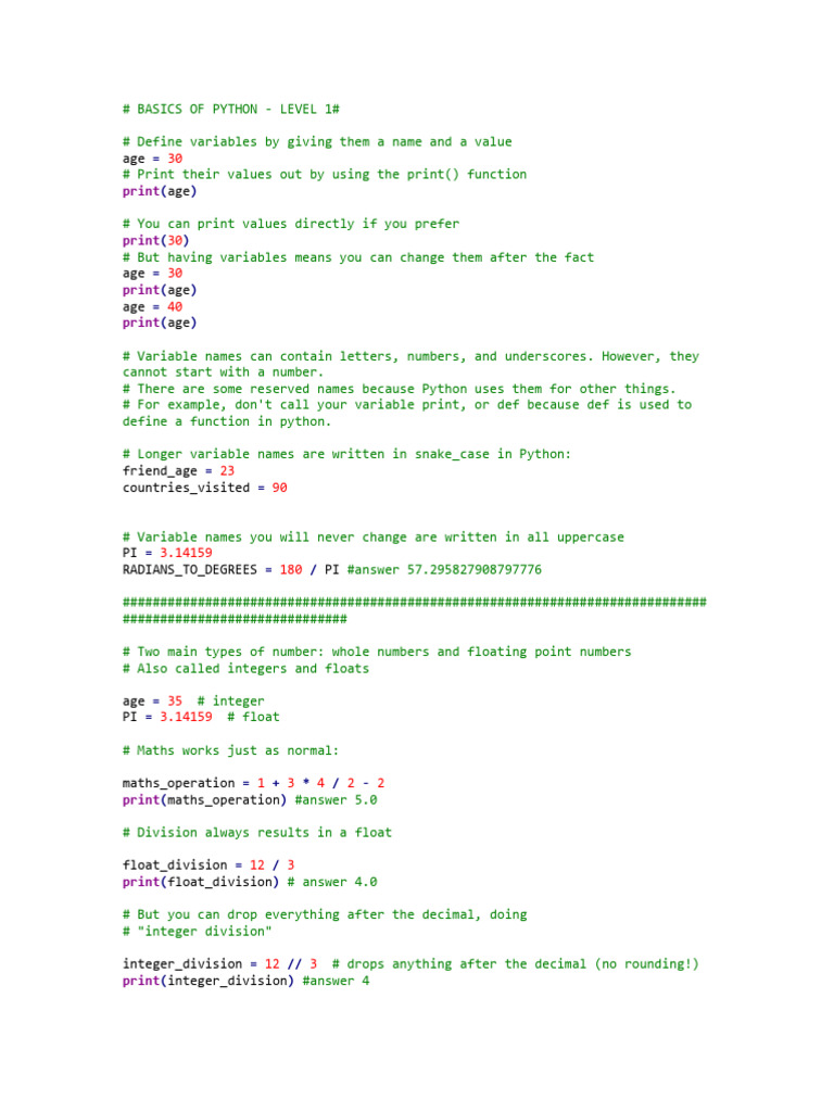 Basics of Python | PDF