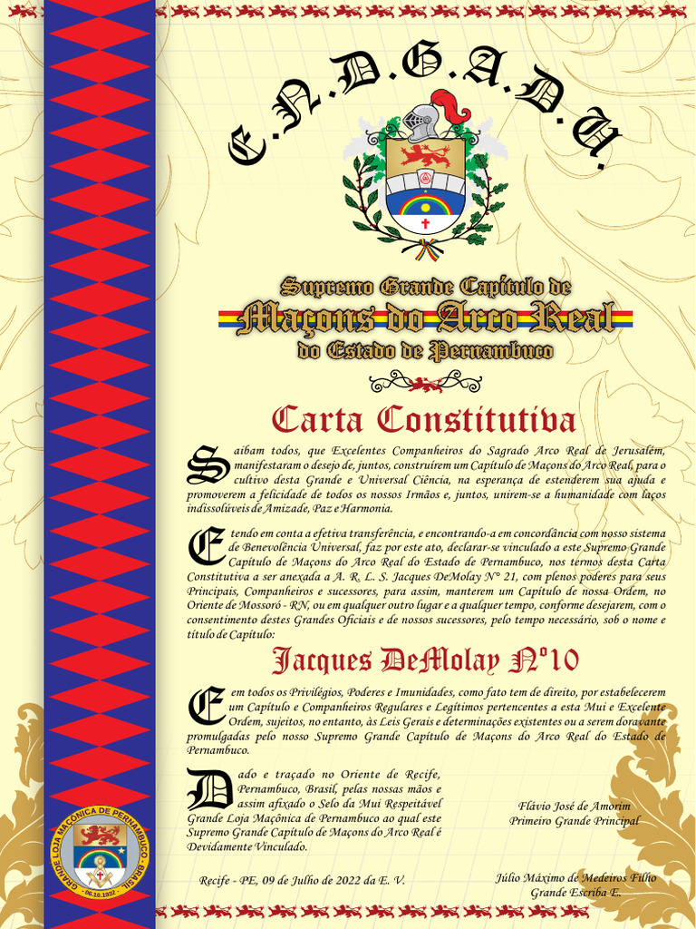 Carta Constitutiva Jacques DeMolay | PDF
