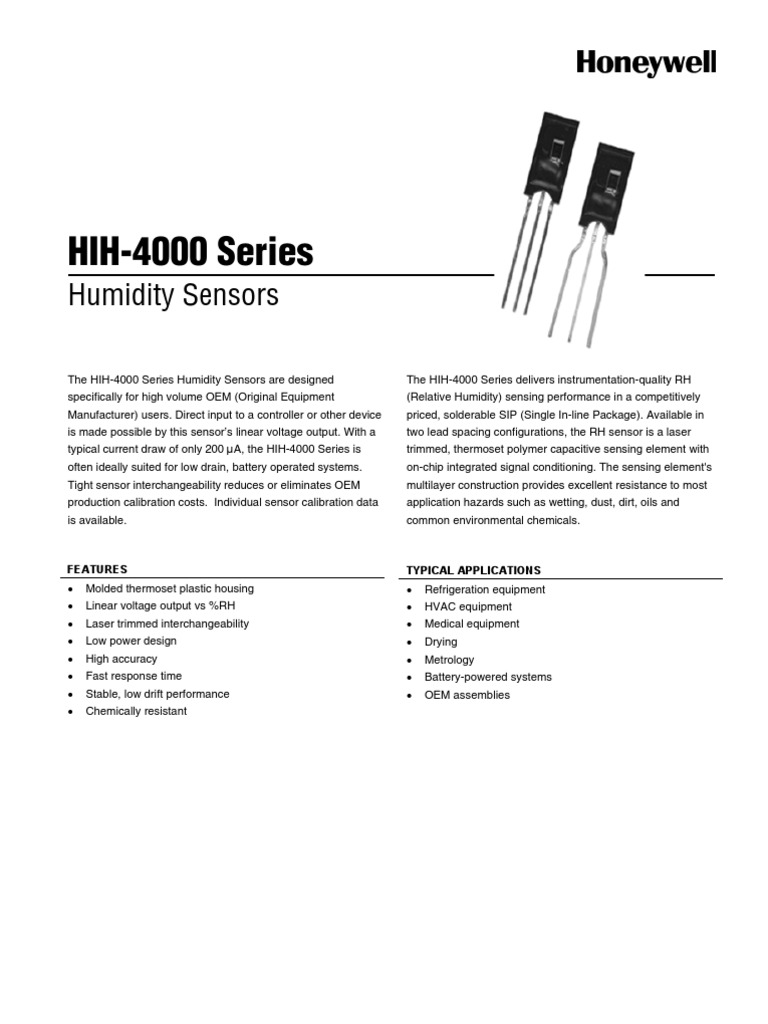 Hih 4000 | PDF | Sensor | Honeywell