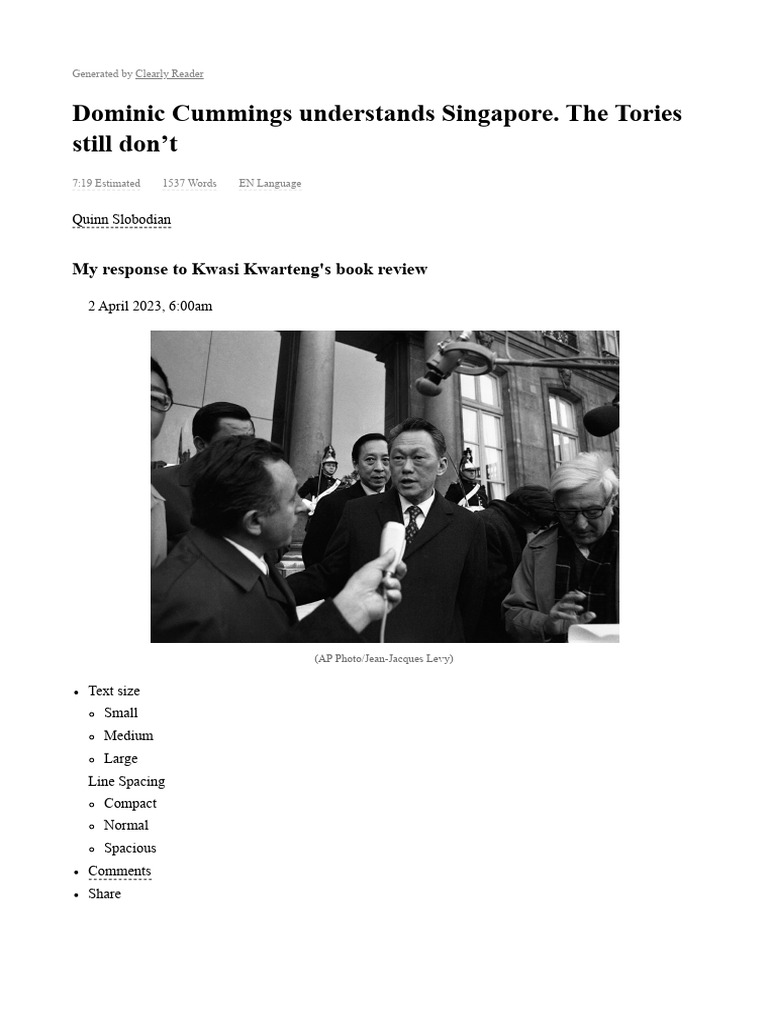 Dominic Cummings Understands Singapore. The Tories Still Don't - The ...