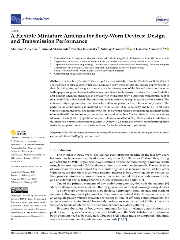 Al-Sehemi 2023 - A Flexible Miniature Antenna For Body-Worn Devices ...