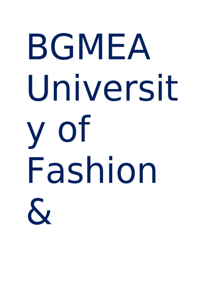 Bgmea Universit Yof Fashion & | PDF