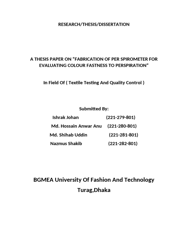 BGMEA University of Fashion and Technology | PDF