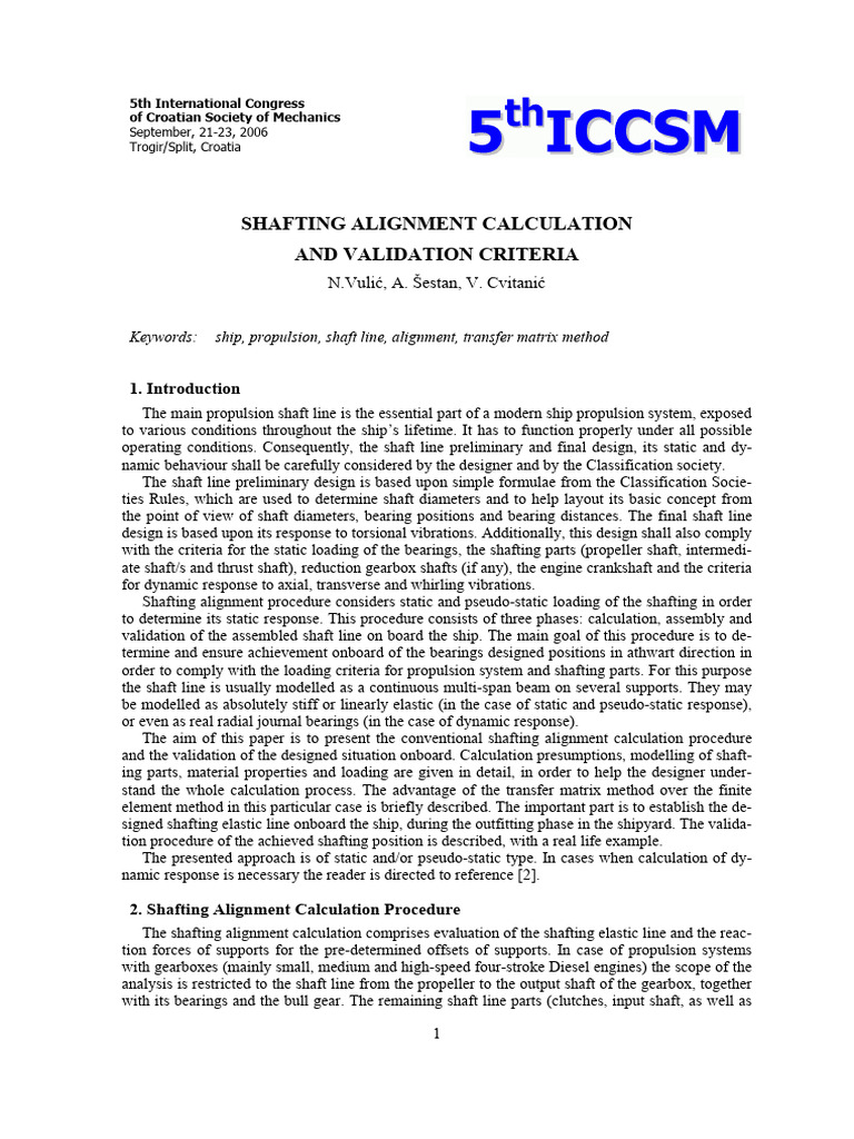 Shafting Alignment Validation Criteria | PDF