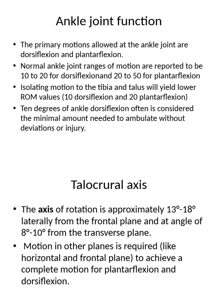 Ankle Joint 2 Function | PDF