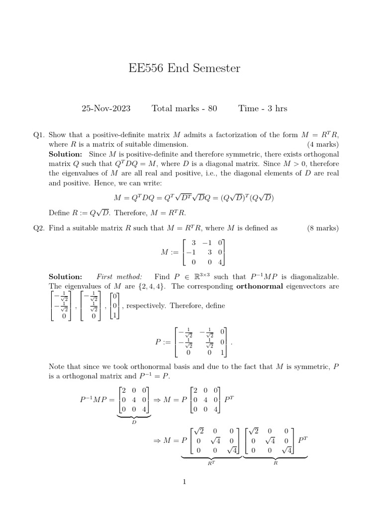 EE556 EndSem Solution | PDF