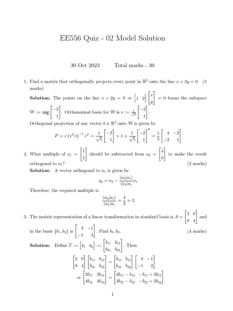 EE556 Quiz02 Solution | PDF