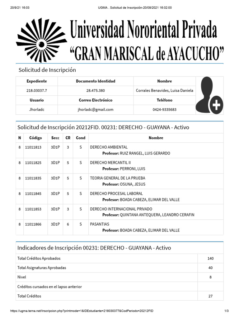 UGMA - Solicitud de Inscripción-20 - 09 - 2021 16 - 02 - 00 | PDF