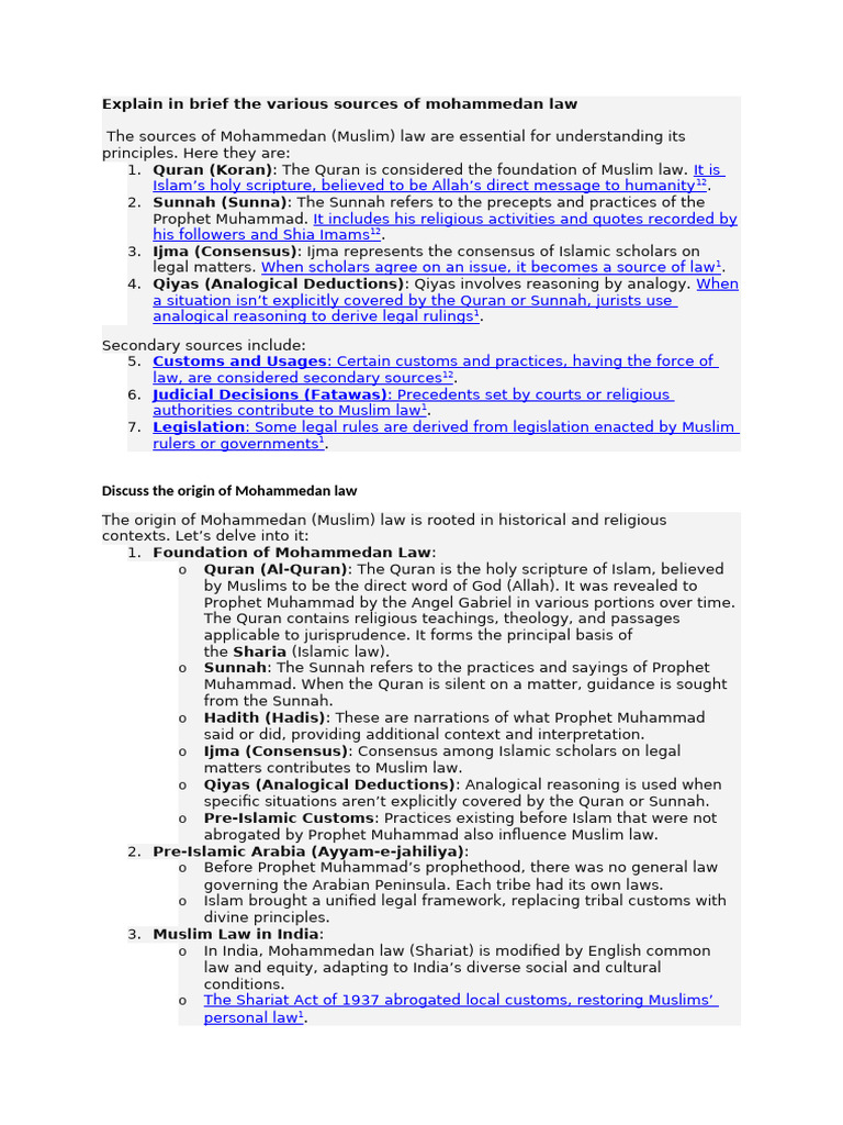 Muslim Law, Notes b4 Exam | PDF