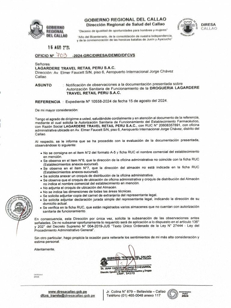 OFICIO 703 - DIRESA | PDF