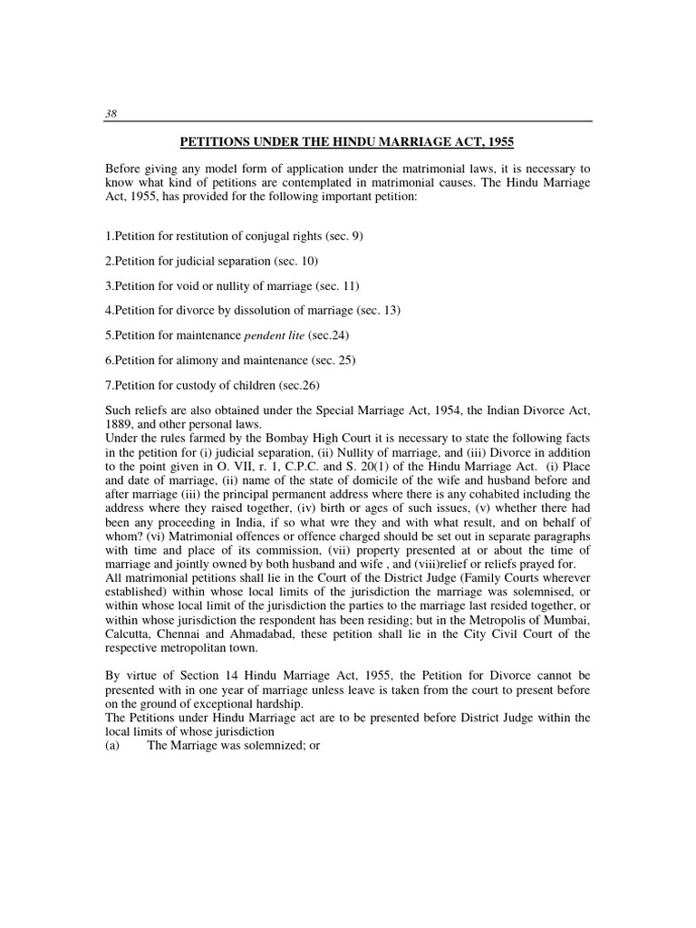 5) Sample Matrimonial Petitions | PDF | Alimony | Divorce