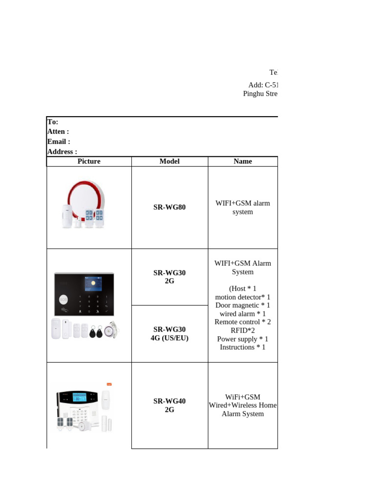 Quotation For GSM Alarm System | PDF