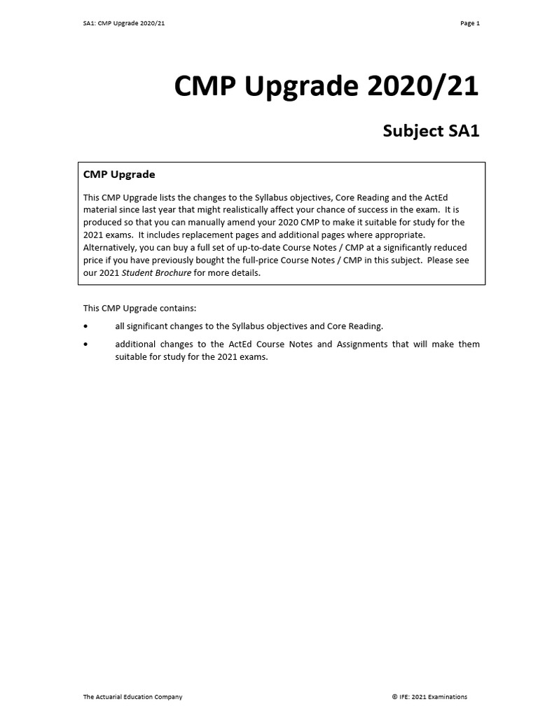 SA1 CMP Upgrade 2021 | PDF