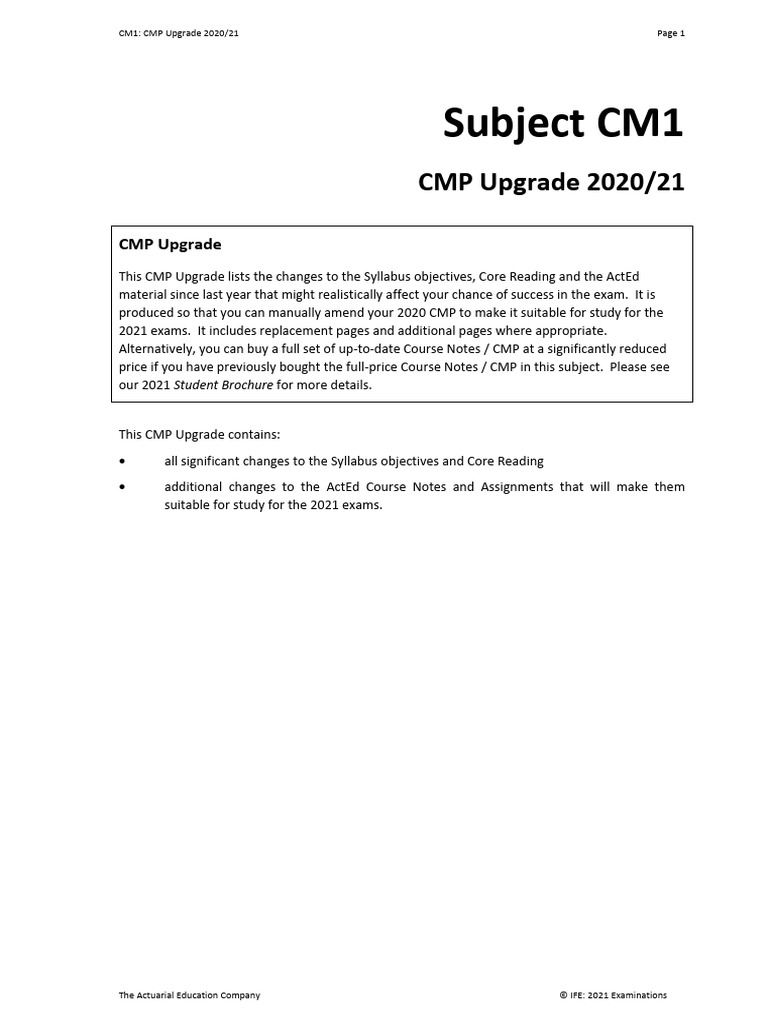 CM1 CMP Upgrade 2021 | PDF