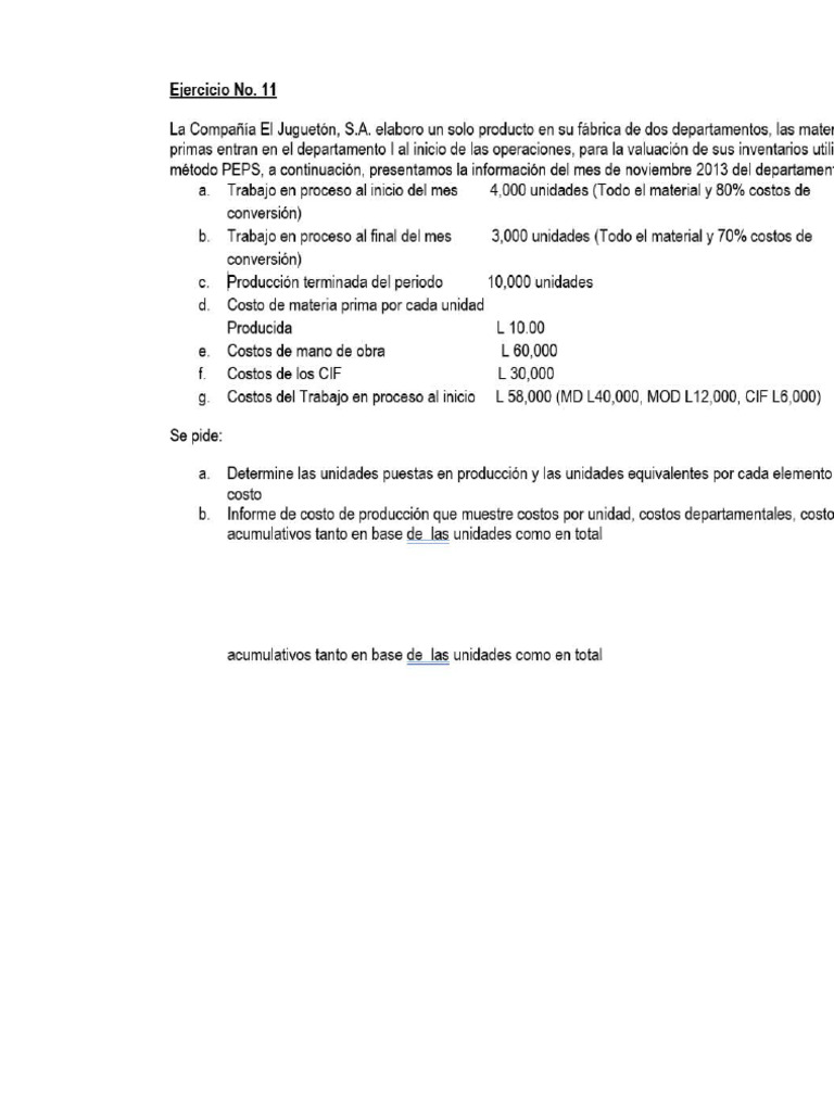 Ejercicios #11 de Costos INDUSTRIALES III Parcial | PDF
