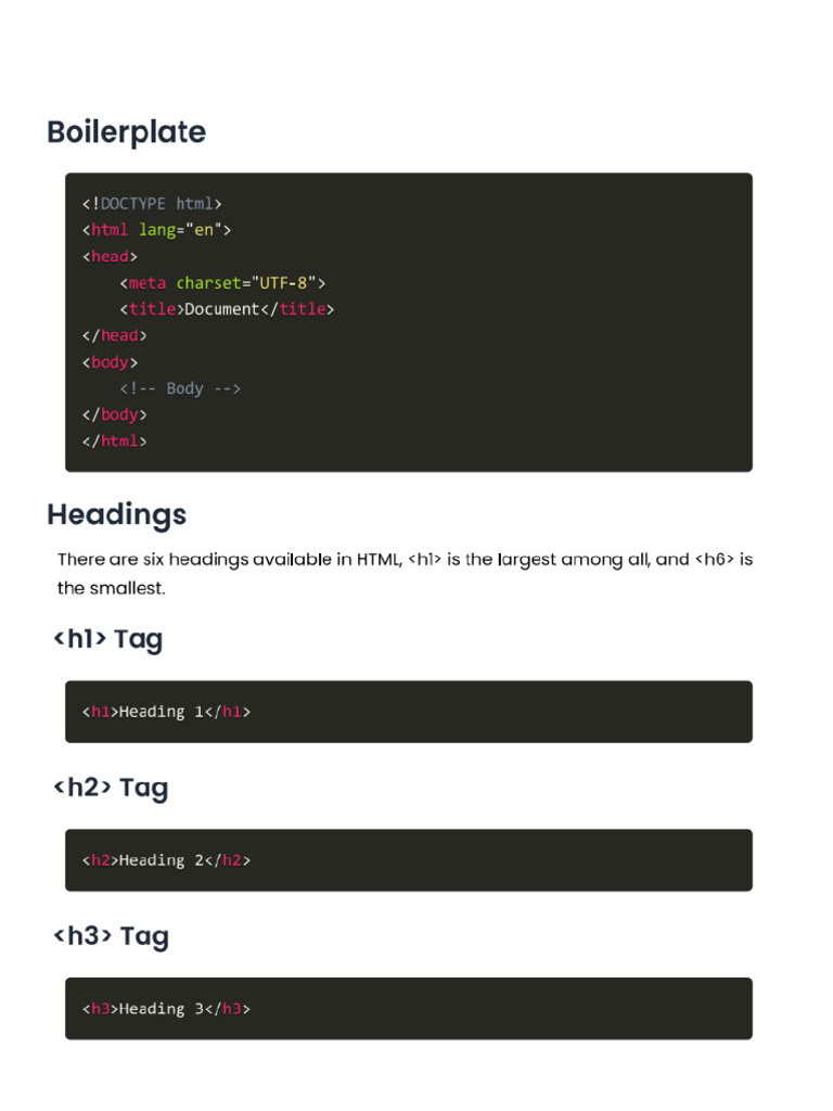 HTML Cheat Sheet | PDF
